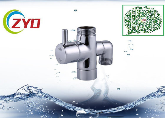 1/2MX3/4MX3/4F Shower Room Accessory Brass Chrome Plated Three Way T-adapter Toilet Bidet Water Diverter Valve