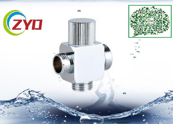 1/2MX3/4MX3/4M Brass Chrome Plated Three Way  Square t Shower System Faucet Water Diverter Shower Hose Seperator