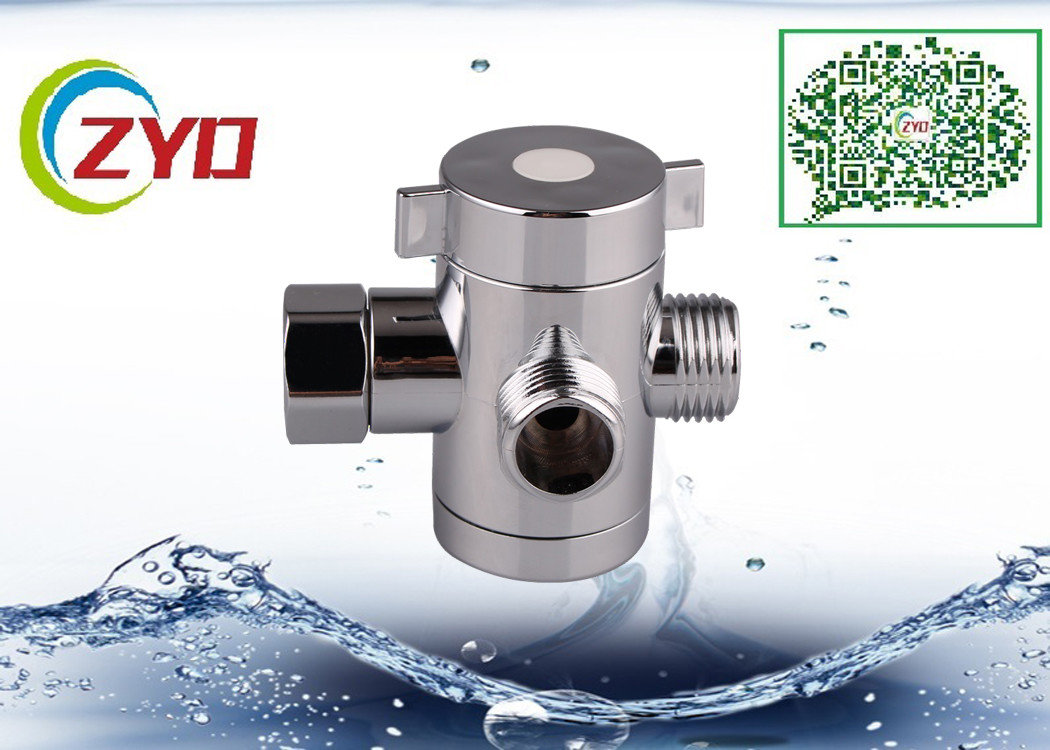 1/2 Malex1/2Malex1/2Female Bathroom Three Way T-adapter Chrome Finish Water Diverter For Shower hand,Shower Tube ,Hose