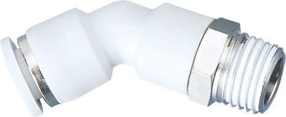 Nickel Plated Brass Pneumatic NPT Threaded Fittings Push To Connect 45 Degree Elbow