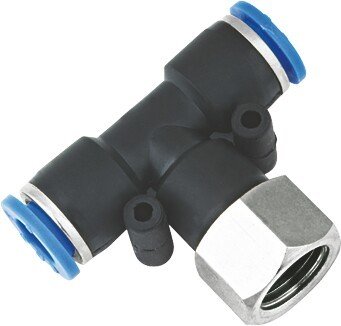 Female Branch Tee Push In Pneumatic Fittings Quick Connect With NPT Threads