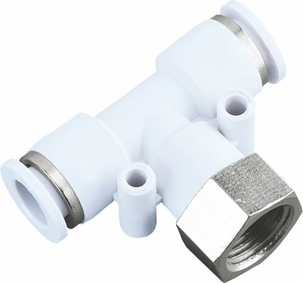 Female Branch Tee Push In Pneumatic Fittings Quick Connect With NPT Threads