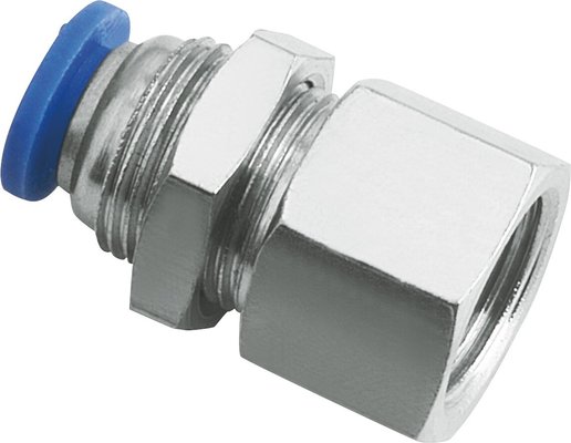 Pneumatic Female Straight NPT Threaded Fittings , Bulkhead Push Fit Air Fittings