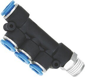 Multiple Tee NPT Threaded Fittings , Pneumatic Hose Couplings With Male Thread