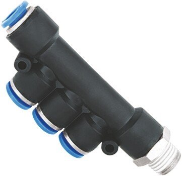 Triple Multiple Tee Pneumatic Air Hose Fittings With Mounting Holes