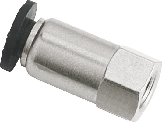 Female Straight Miniature Pneumatic Fittings / Brass Nickel Plated Push In Fittings
