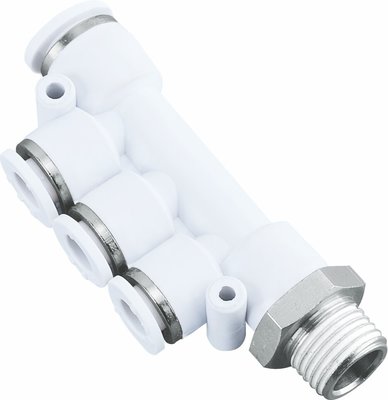 High Precision Triple Pneumatic Fittings Push To Connect For Connecting Three Tubes