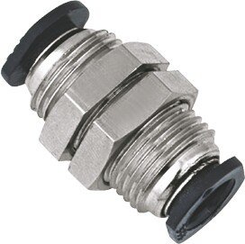 Inline Touch Pneumatic Bulkhead Fittings , Straight 6mm Push Fit Connectors
