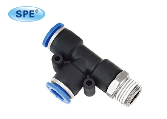 PA Nickel Plated Brass G Thread Fittings Pneumatic Push In Connect Female Branch Tee