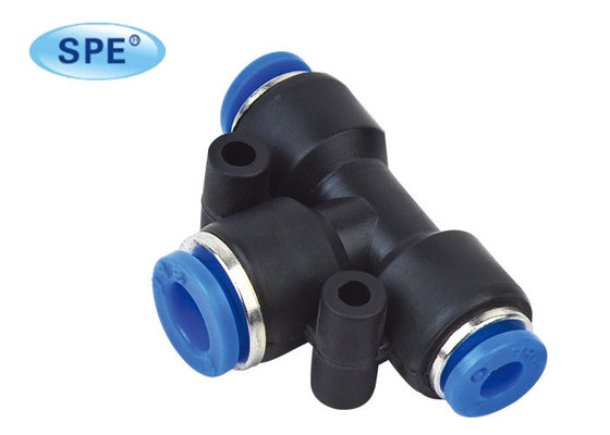 T Shape Quick Connect Pneumatic Push Fittings 3 Way Air Push In Connector