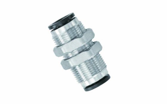 Inline Bulkhead Union Nickel Plate Brass Pneumatic Fittings For Connecting Two Tubes