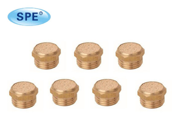 Solenoid Valve Pneumatic Exhaust Silencer , Brass Air Silencer Muffler Male Thread