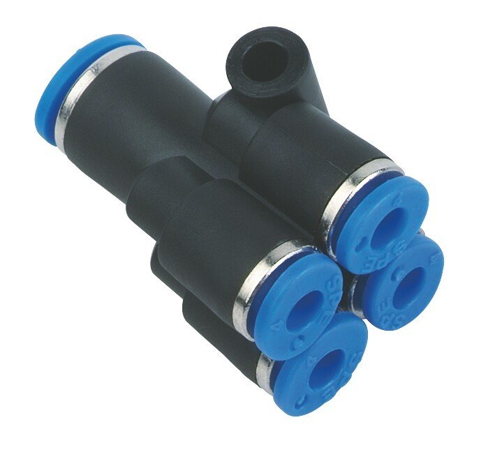 Inline Double Y Union with Mounting Holes One Touch Pneumatic Push in Fittings
