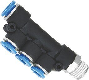 High Precision Triple Pneumatic Fittings Push To Connect For Connecting Three Tubes
