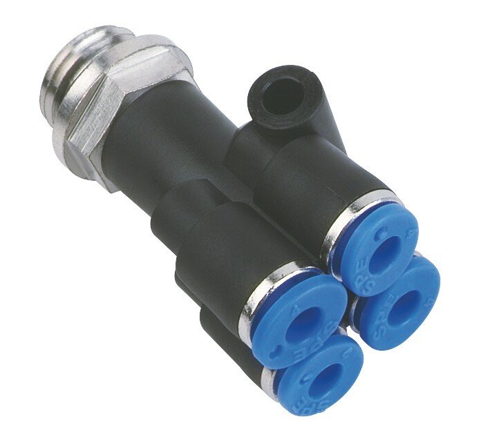 Reducing Multiple Tee Air Hose Fittings Quick Connect With Mounting Holes / Male Thread