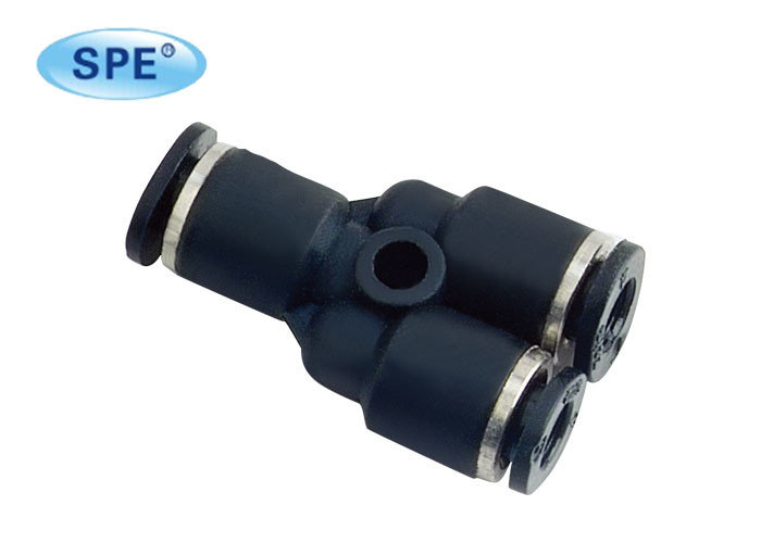 Union Y Tee One Touch Miniature Pneumatic Fittings , Plastic Tubing Quick Connect Fittings