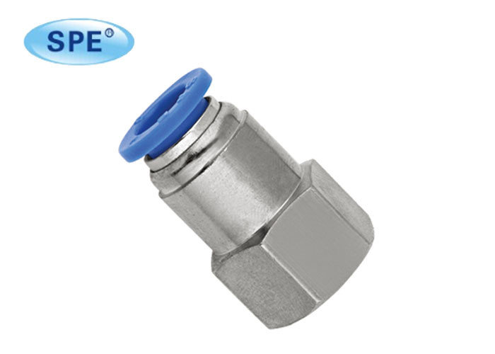 Brass Nickel Planting Pneumatic Push G Thread Fittings With Female Straight Run Body