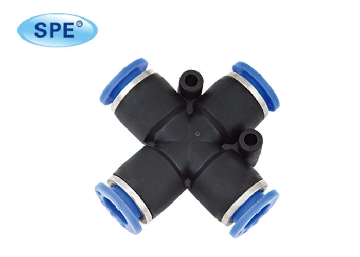 6mm 8mm 4 Way Cross Pneumatic Push Fittings X Connector For Air Water Pipe