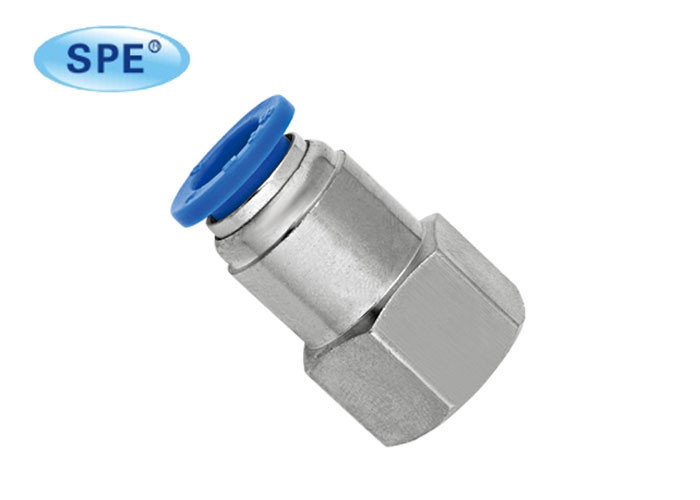Female Straight Pneumatic Push To Connect Tube Fitting , Pneumatic Push Fit Connectors