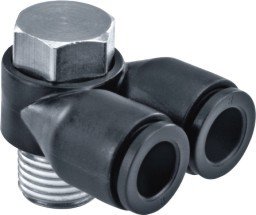 One Touch Pneumatic Hose Fitting Tube Fitting 90 Degree Banjo Elbow Bspt Threads Twin Banjo Bspp Thread And Metric
