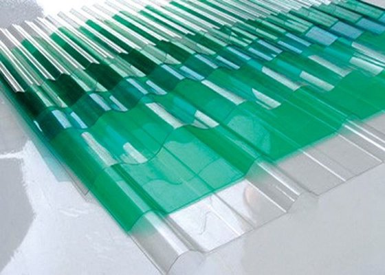 Green , brown , oapl Corrugated Polycarbonate Sheets For Roofing WIth UV - protection