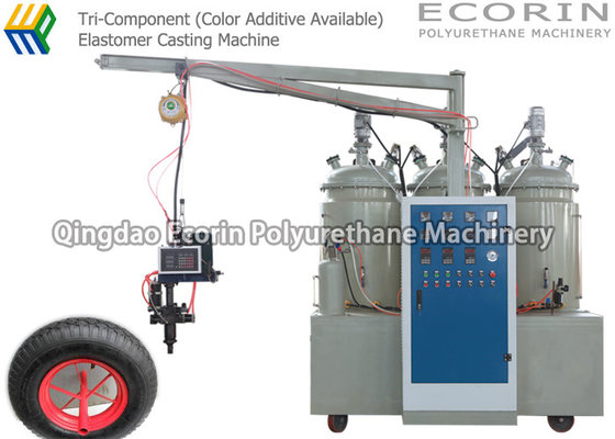 15KW High Efficient Intelligent Three Components Automatic Polyurethane Foam Machine For solid  PU wheel and tire