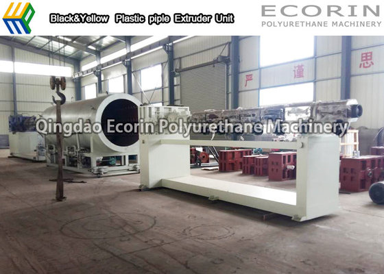 Black & Yellow PU Heat Insulation Pipe Machine Plastic Pipe Extruder Production Line