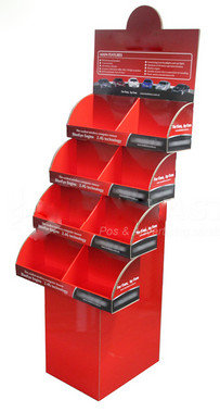 China Red Commercial Floor Display Stands Showcase UV Coating Glossy / Matte Lamination supplier