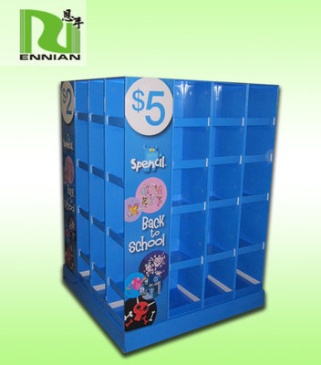 China Blue Special POS Cardboard Pallet Display Stand Environmentally Friendly supplier
