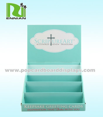 China Blue Customizable Cardboard Counter Displays Shelf Stand For Greeting Cards supplier