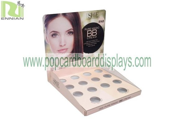 China Custom Varnish Cardboard Counter Displays , Cosmetic Display Stand BB Cream CDU supplier