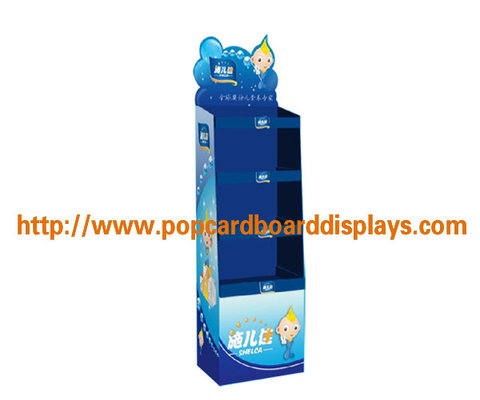 China Bumping Proof Customized Pop Supermarket Cardboard Display Shelf Stand With Peghooks supplier