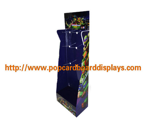 China Eco - Friendly Cardboard Floor Display Rack For Mobile Covers / Hooks Display supplier