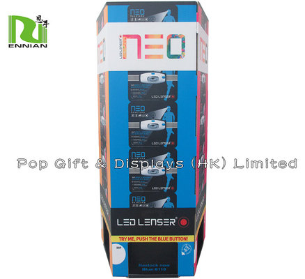China Folding Advertising Cardboard Dump Bin Box for Promotion , Blue Red supplier