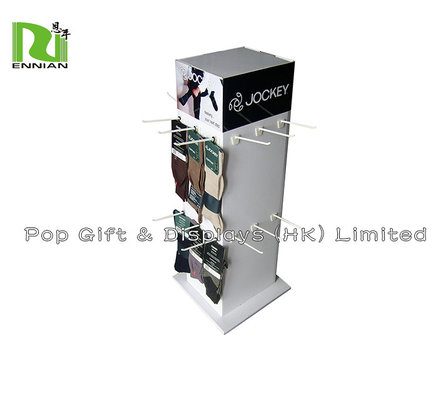 China Four Sides Hook Floor Rotation Racks For Retail Socks With Peg Hook supplier