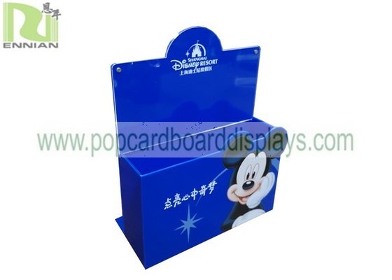 China Blue Acrylic Display Stands Disney Products / Brochures Display Case Eco - Friendly supplier
