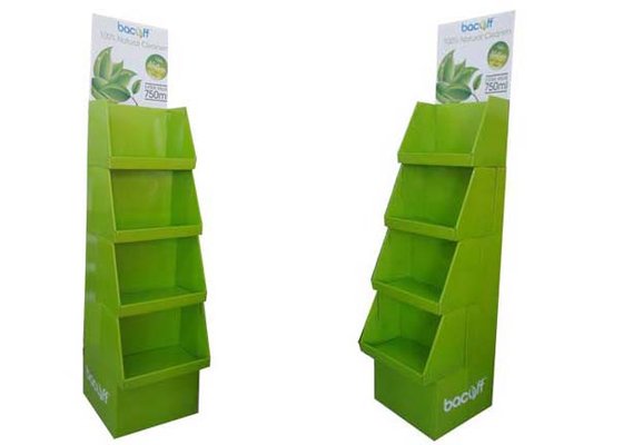 China 3 layers Green Corrugated Cardboard Display holders with Floor stand ENTD002 supplier