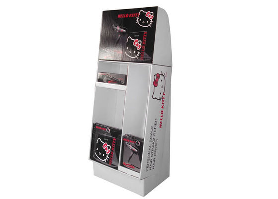 China Corrugated Cardboard Display Hello Kitty model Stand Flooring ENTD011 for kids tools supplier
