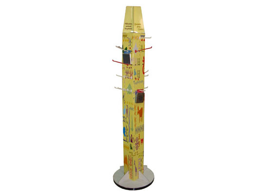 China Yellow Cardboard Display Stand Rotating Turntable Displays with Hooks ENPD018 supplier