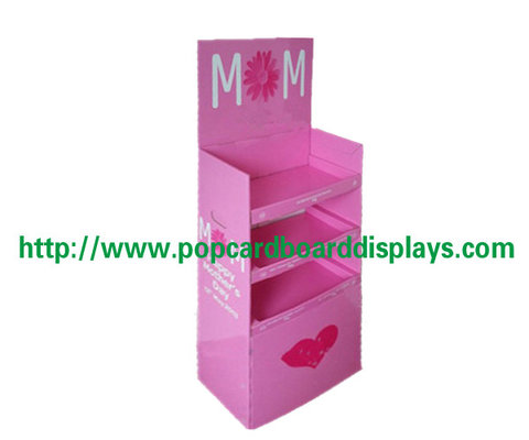 China Women Perfume Cardboard Counter Display Stands Foldable With Pink Printing supplier
