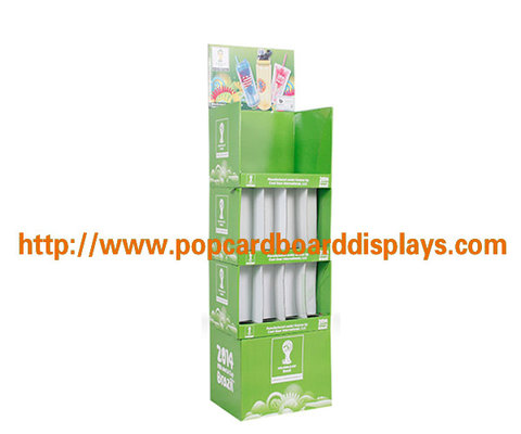 China Cardboard Counter Cosmetic Bottle / Wine Bottle Display Stand , Gloss Lamination supplier