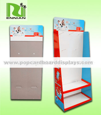 Tired POS floor display stand with metal hooks for stationery /kitchen ware etc supplier