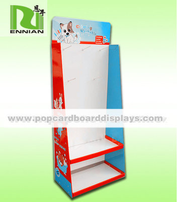 Tired POS floor display stand with metal hooks for stationery /kitchen ware etc supplier