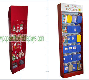 Red Floor Wall Hanging Cardboard Display Stand Rack For Christmas Gift Card supplier