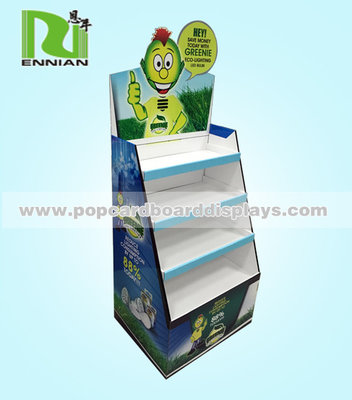 Printable Customized cardboard floor display stand for LED lamp , easy assemble supplier