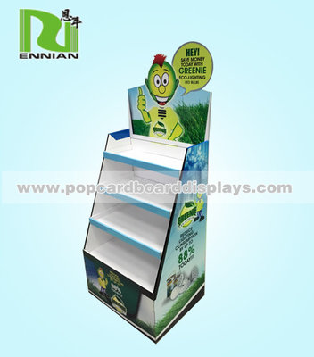 Printable Customized cardboard floor display stand for LED lamp , easy assemble supplier