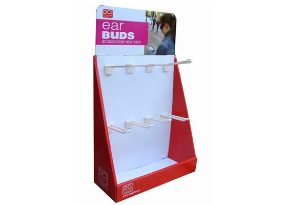 Folding Style Standing Cosmetic POP Cardboard Displays With Hooks For Face Mask supplier