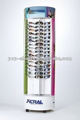 Rotating Round Cardboard Eyeglasses Display Stands For Promoting , Full Color Printed supplier