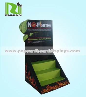 Green color corrugated cardboard display stand shelf with hooks supplier