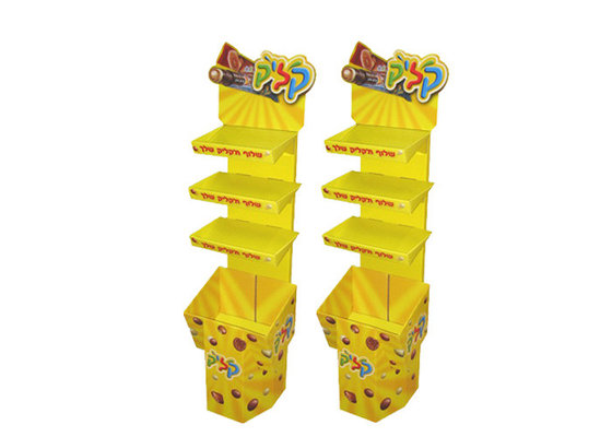 Yellow Bread Cardboard Display Stands , Cardboard Display Shelves For Shop supplier